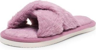 Alexis Leroy Pantoufles Femme Hiver Fourrure Bout Ouvert Slippers Violet Clair 38-39 EU