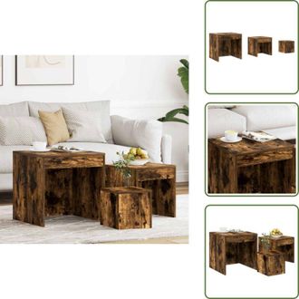 vidaXL Vidaxl - Tables gigognes 3 pcs Ch&ecirc;ne fum&eacute; Bois ding&eacute;nierie - Table Basse - Table Dappoint - Ensemble De Tables - Meubles De Salon - Meubles De