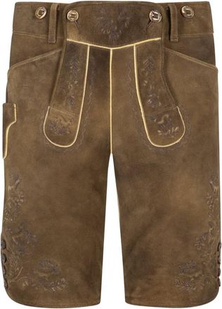 Meindl Steiermark Lederhose aus Ziegenleder, blau Stick in