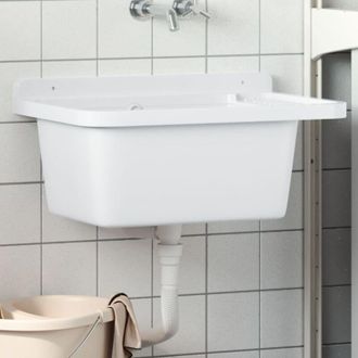 vidaXL Ausgussbecken Wandmontage Wei&szlig; 60x40x28 cm Harz Vidaxl 616463