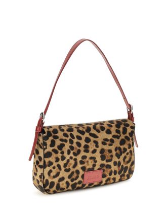 Staud Womens Shoulder Bag Harlow Leopard Beige Calf Leather