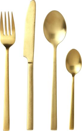 Bitz Besteck-Set/Essbesteck-Set f&uuml;r 4 Personen, 16-teilig, Besteck aus Edelstahl, Messingfarben
