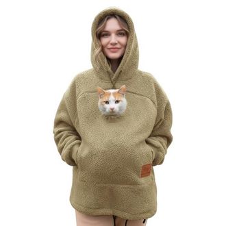 Generic Sweat &agrave; capuche de transport pour chat avec poche pour animal de compagnie - Fermeture &eacute;clair - Poche kangourou - Polaire chaude - Confortable - Pour 