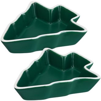 Cabilock Dekor Weihnachtsteller 2 St&uuml;ck Weihnachtsbaumf&ouml;rmige Teller Porzellan Weihnachtsschale klein So&szlig;enteller Servierschalen F&uuml;r S&uuml;&szlig;igkeiten pl&auml;tzchentelle