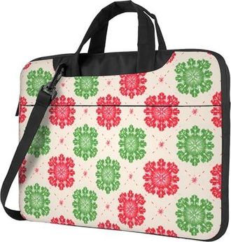Generic Housse de protection antichoc pour ordinateur portable de 15,6 avec bandouli&egrave;re - Motif flocons de neige rouge et vert, multicolore, 15.6 inch