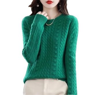 Generic Pull en cachemire à manches longues et col rond pour femme, EN8, XL