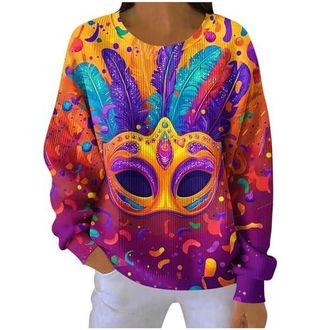 Generic Sweat &agrave; capuche d&eacute;contract&eacute; &agrave; manches longues et col rond c&ocirc;tel&eacute; pour femme, Violet clair, 3XL