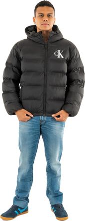 Calvin Klein Herren Ls Nylon Monogram Puffer Jkt Jacke, Schwarz, S