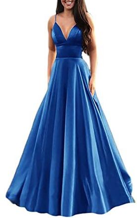 ORANDESIGNE Robe de Doiree Femme Longue Chic et Glamour Élégant Été Robe Cocktail Mariage Cérémonie Fete Robe Mariage dhonneur Long Dress 01 Bleu S