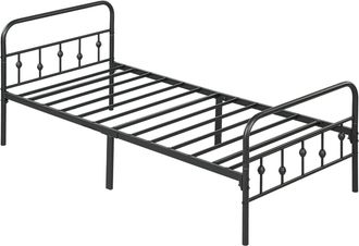 HOMCOM Bettrahmen 206,9x91,8 cm Bettgestell Klappbar Metallbett G&auml;stebett mit Lattenrost f&uuml;r Schlafzimmer G&auml;stezimmer Schwarz