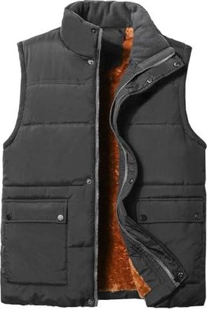 Generic Gilet dhiver doubl&eacute; polaire pour homme, veste imperm&eacute;able sans manches, chaude, d&eacute;contract&eacute;e, pour le travail et lext&eacute;rieur, gris fonc&eacute;, taille 3XL