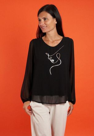 Seidel Moden Langarmbluse im modischen Lagenlook, MADE IN GERMANY