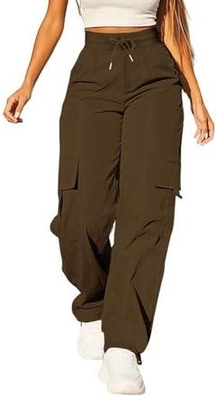 Generico Pantalon Cargo Sport Femme Élastique Large Décontracté Respirant Muet à Poches Latérales Vintage Baggy Combat Confortable pour Randonnée