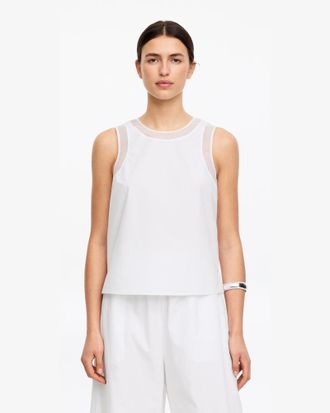 Arket Tanktop Mit Organzadetail -Wei&szlig;