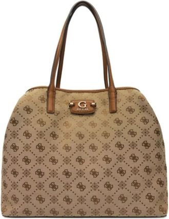 Guess Femme, Sacs, Beige, Taille: ONE Size Neda Jacquard Logo Large Tote Set