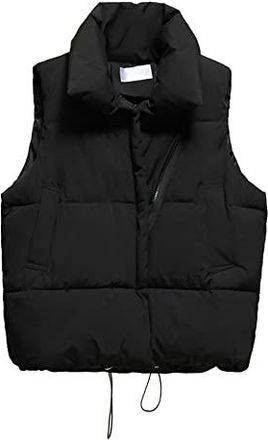 Generic Vestes pour femmes 2026 Veste d&eacute;contract&eacute;e unie &agrave; capuche avec poche zipp&eacute;e sans manches, Noir, XXL