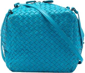 Bottega Veneta Sac bandouli&egrave;re en nappa tress&eacute; Pre-owned - Femme - Pre-owned - Bleu - Taille: ONE Size