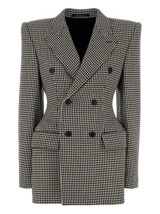 Balenciaga blazer crois&eacute; Hourglass &agrave; motif pied-de-poule - Noir