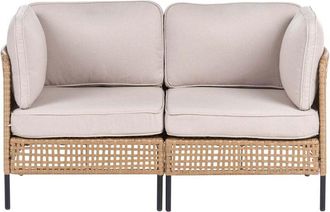 Beliani Gartensofa 2-Sitzer OMEGANA Polyrattan Hellbeige