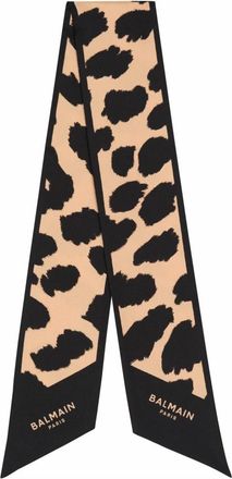Balmain Seidenschal mit Leopardenmuster - - Accessories - Damen - Beige - ONE SIZE