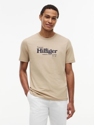 Tommy Hilfiger T-Shirt TOMMY HILFIGER NAUTICAL CHEST GRAPHIC REGULAR, Herren, Gr. XXL, beige (batique khaki), Obermaterial: 100% Baumwolle, regular fit normal, Rundh