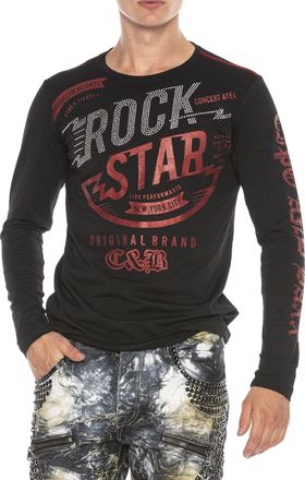 Cipo & Baxx Herren Sweatshirt CL398 Schwarz - Stylischer Pullover im Modernen Streetwear Look mit Rundhals & Print - Bequemer Sweater für Alltag, Freizeit & Party