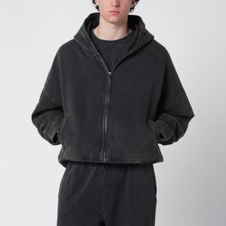 Entire studios Washed black cotton zip-up hoodie