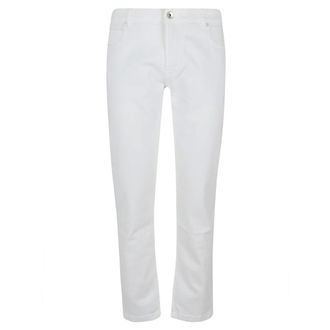 Eleventy Homme, Jeans, Blanc, Taille: W31 Jean Blanc avec Embl&egrave;me Marguerite