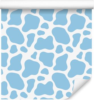 OEM Carta Da Parati Con Macchie Di Mucca Azzurre, Dettagli Raffinati Per Soggiorno E Camera Da Letto, 50x1000 Cm