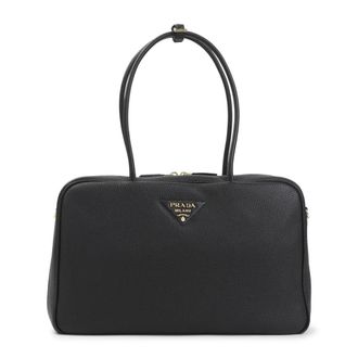 Prada Hobo Bags - Textured Leather Structured Handbag With Gold-Tone - Gr. unisize - in Schwarz - f&uuml;r Damen