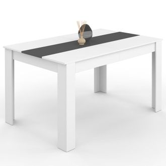 IDMarket Rechteckiger Esstisch Georgia 6 Personen wei&szlig; und grau 140 x 80 cm