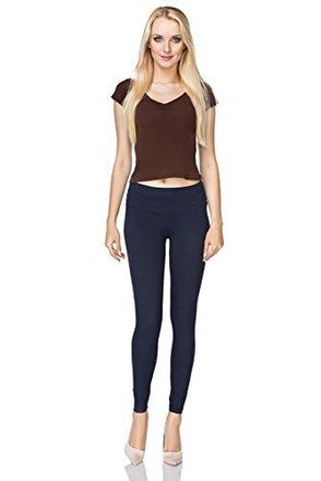 Makadamia Legging Long de Sport/Yoga - Taille Haute - Coton - très Confortable/décontracté - Nombreuses Couleurs/Tailles - LWP - Bleu Marine - 50