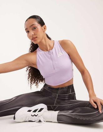 adidas adidas Performance - Adizero - Kurzes Lauf-Oberteil in Powder Plum mit Gel-Taschen-Lila