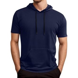 Generic T-shirt pour homme avec capuche et poche pour activit&eacute;s de plein air, t-shirt dentra&icirc;nement de basketball d&eacute;t&eacute; avec cordon de serrage, v&ecirc;tements de sp
