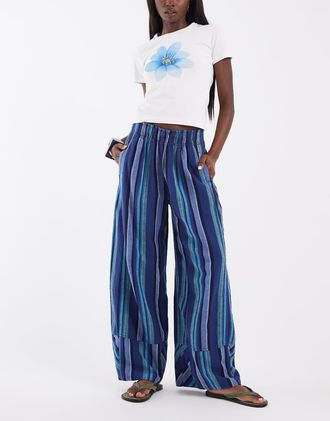 Free People Days End Solar - Hose aus Baumwolle in Soft Navy Combo-Mehrfarbig