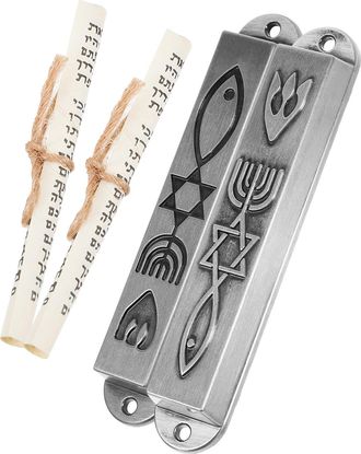 BESPORTBLE 2 St&uuml;ck Metall T&uuml;rdekoration Judaica mit Befestigungsl&ouml;chern Dekoratives Religi&ouml;ses Torpfosten Ornament f&uuml;r Hauseingang Filigrane Retro Schriftrolle a