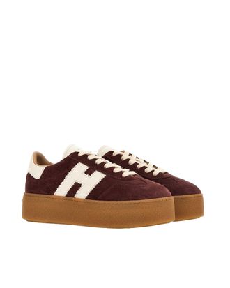 Hogan Womens Sneakers Cool Burgundy Red Upper: Calfskin Trainers