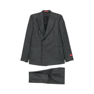 Isaia Zweireihiger Mantel - - Coats - Herren - Grau - M