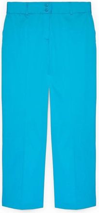 Fiorella Rubino Femme, Pantalons, Bleu, Taille: 46 FR Pantalon Coupe Droite en M&eacute;lange de Coton