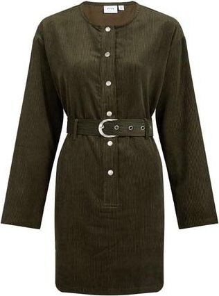 Vila Robe courte col rond en velours c&ocirc;tel&eacute;
