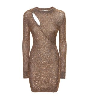 Stella McCartney Figurbetontes Kleid mit langen &Auml;rmeln - - Dresses - Damen - Braun - 2XS
