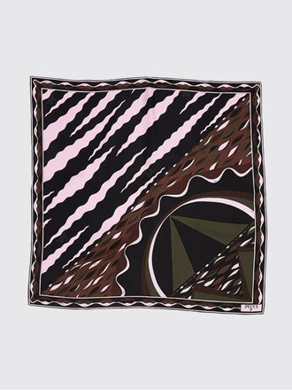 Pucci Foulard carr&eacute; en pure soie avec imprim&eacute; abstrait et logo