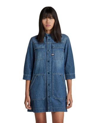 G-Star RAW Damen Shirt Kleid, Blau (Antique Faded Space Blue D17878-C970-D342), M