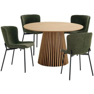 ebuy24 Osaka Essgruppe 1 Esstisch Echtholzfurnier und 4 St&uuml;hle dunkelgr&uuml;n