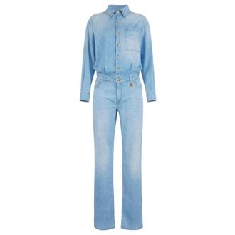 Elisabetta Franchi Femme, Combinaisons et Ensembles, Bleu, Taille: 40 FR Combinaison en jean avec d&eacute;tail de lettrage