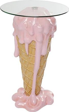 Kare Design Design Beistelltisch Icecream, Rosa/Braun, 48cm Durchmesser, Glastisch, Eiscreme Optik, Tischplatte aus Sicherheitsglas, Dekorativ, Stilvoll, Moderner