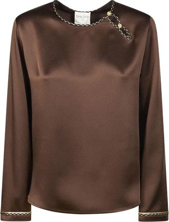 Forte_Forte Femme, Blouses et Chemises, Brun, Taille: 38 FR Camicia Satin