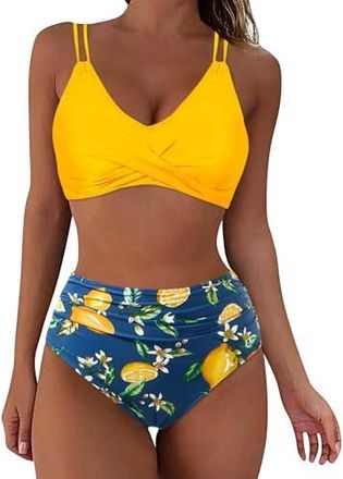 Generic Ensemble bikini pour femme sexy et &eacute;l&eacute;gant - Deux pi&egrave;ces - Triangle - Col en V - Push Up - Bikini de plage - Maillot de bain ventre plat - Haut de bik