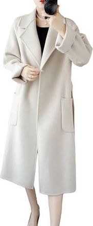 Generic Manteau dhiver tendance double face en cachemire avec ceinture pour femme, blanc, L