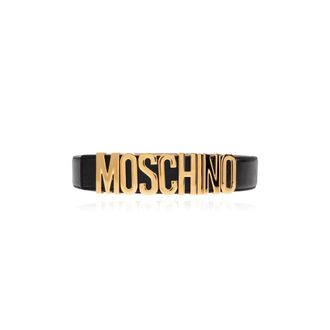 Moschino Homme, Accessoires, Noir, Taille: 95 CM Ceinture en cuir de veau avec logo